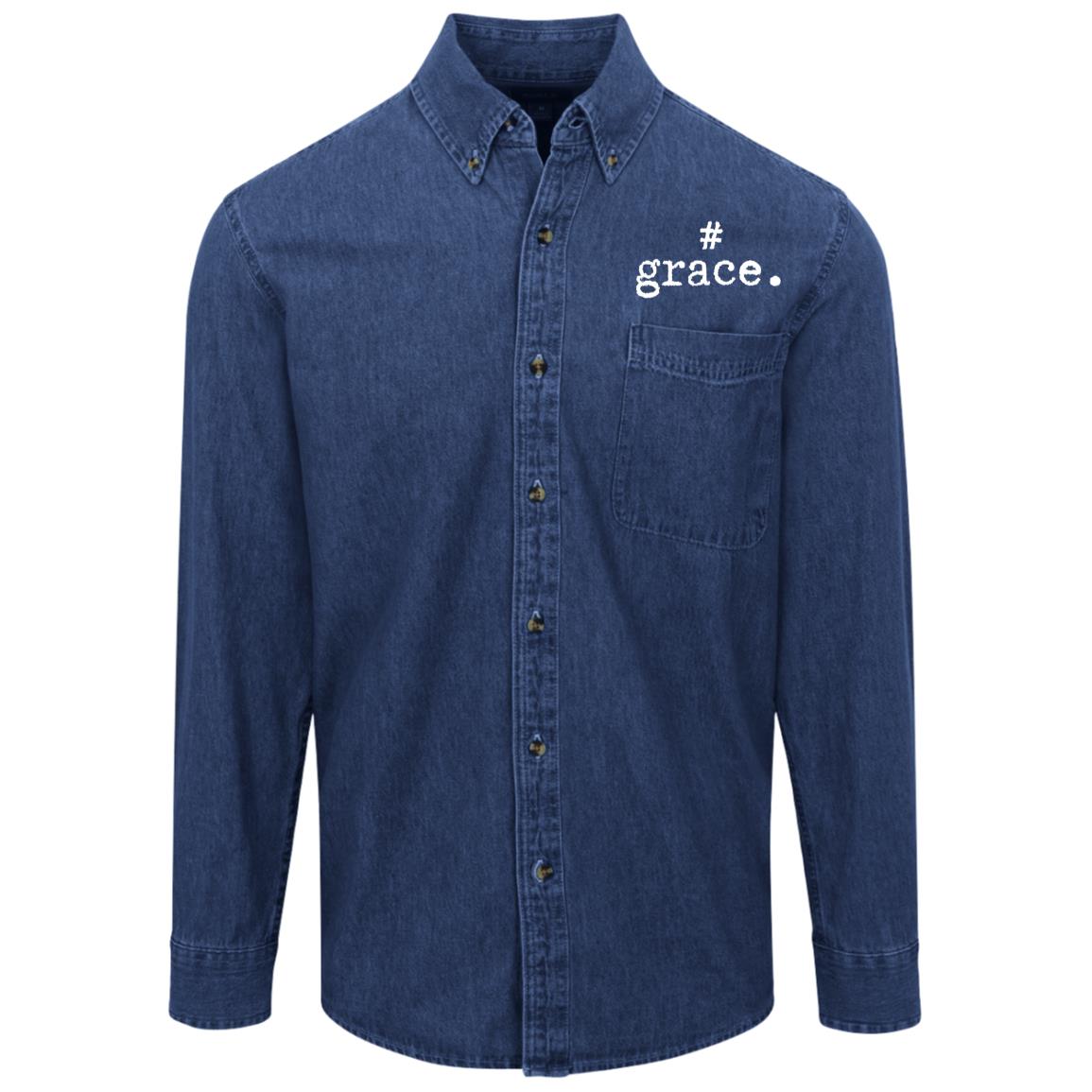 #Grace Men's Long Sleeve Denim Shirt – G-Swag Apparel